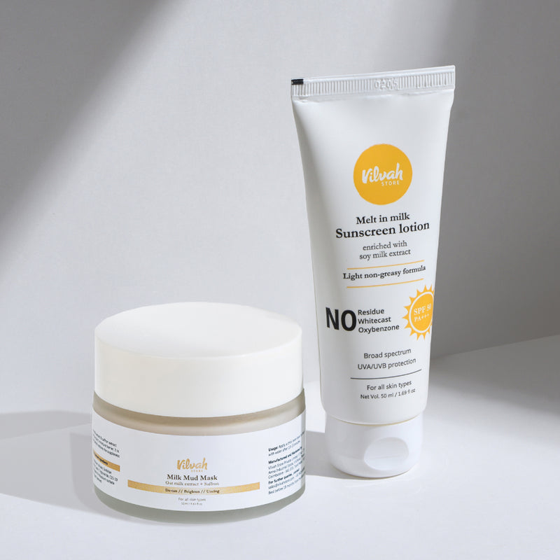 Milk Mud Face Mask for Combination, Glowing, Dry & Oily Skin | Vilvah