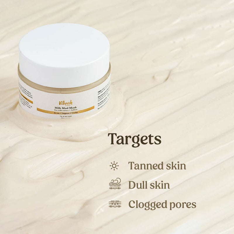 Milk Mud Face Mask for Combination, Glowing, Dry & Oily Skin | Vilvah