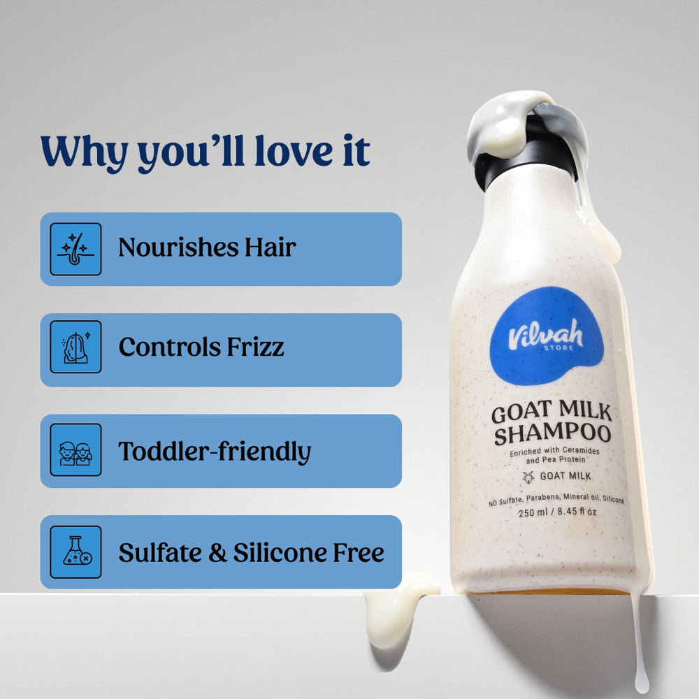 Buy Goatmilk Hair Shampoo for Dry and Frizzy Hair Online | Vilvah