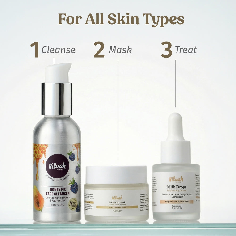 Milk Mud Face Mask for Combination, Glowing, Dry & Oily Skin | Vilvah
