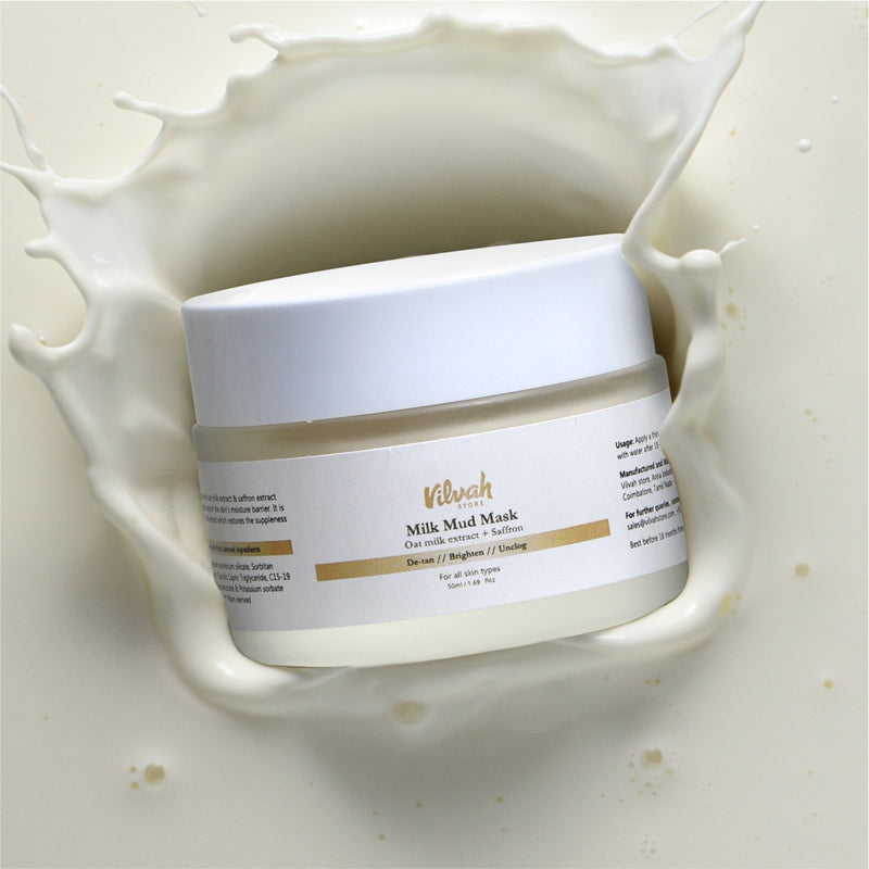 Milk Mud Face Mask for Combination, Glowing, Dry & Oily Skin | Vilvah